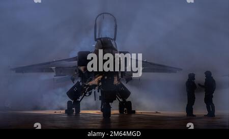 Royal Air force (RAF) Jaguar strike attack fighter jet with pilots ...