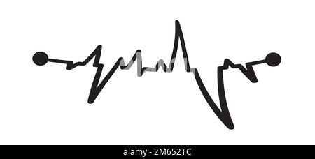 Cartoon heartbeat line pulse, wave. Heart cardiogram. Drawing rhythm ...