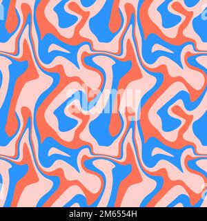 1970 liquid marble seamless pattern. Yellow purple wavy swirl texture ...
