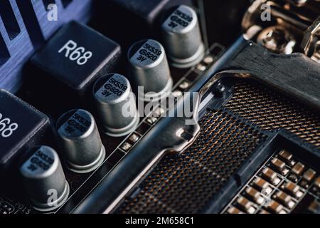Closeup of power management supply board from samsung tv showing ...