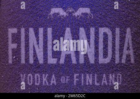 Helsinki, Finland - January 2, 2023: Iced bottle of Finlandia Vodka ...