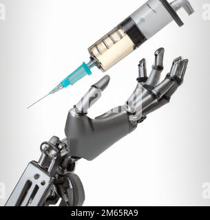 robot hand holding a syringe Stock Photo - Alamy