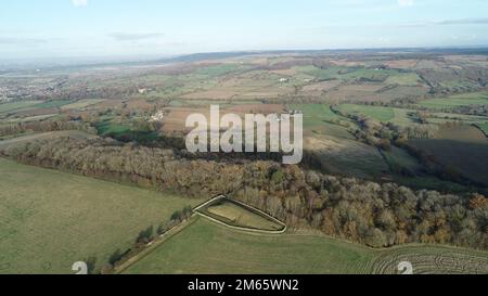 Drone Image of Belas Knap Long Barrow, Neolithic Prehistoric monument ...