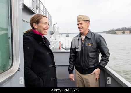 The honorable Meredith A. Berger, under secretary of the Navy, sits in ...