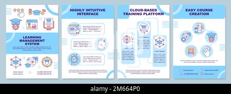 Learning management system blue brochure template Stock Vector Image ...