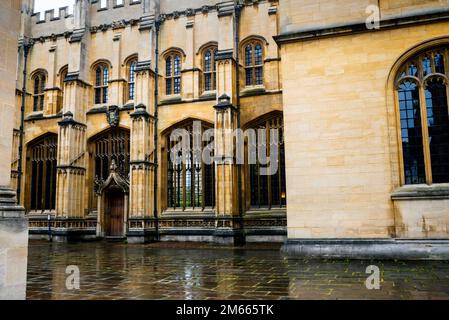 Medieval style Divinity School in Oxford, England is built in the ...