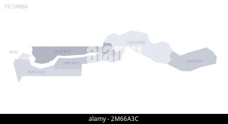 The Gambia political map of administrative divisions - regions and city ...