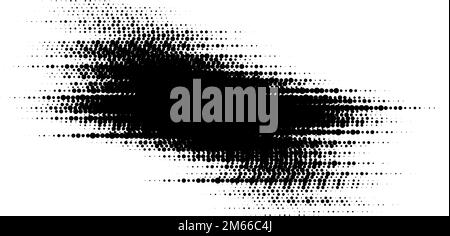 Grunge glitched halftone spot. Distorted textured stain. Spotted dots ...
