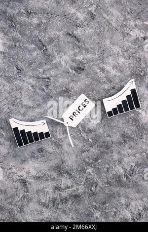 inflation and price hikes conceptual image, Prices text on product tag ...