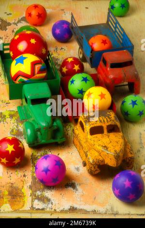 Green Truck And Toy Balls Stock Photo - Alamy
