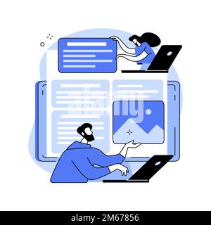 Collaborative document abstract concept vector illustration set. Shared ...