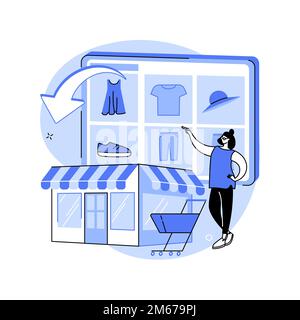 Webrooming abstract concept vector illustration. Check product online ...