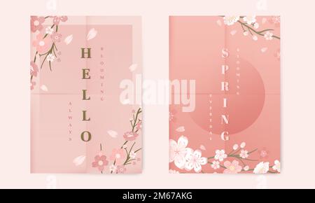 Pink cherry blossom poster template vector Stock Vector Image & Art - Alamy