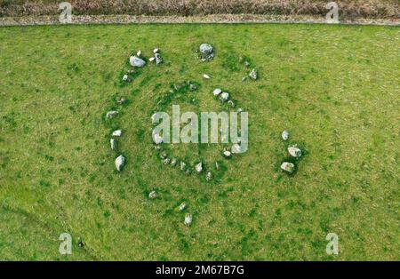Gunnerkeld concentric stone circle near Shap, Cumbria. Granite stone ...
