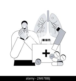 Inhalation isolated cartoon vector illustration. Family health ...