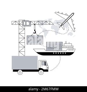 Combined transport abstract concept vector illustration. Intermodal ...