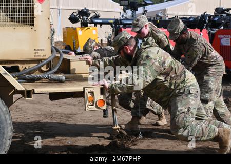 A satellite transportable terminal set up by the 558th Signal Company ...