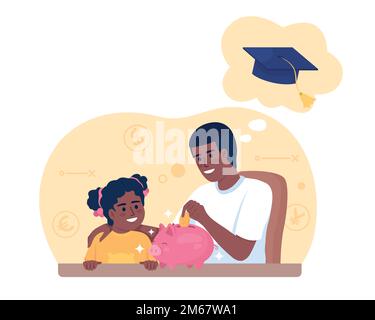 Saving money for college isolated cartoon vector illustrations Stock ...