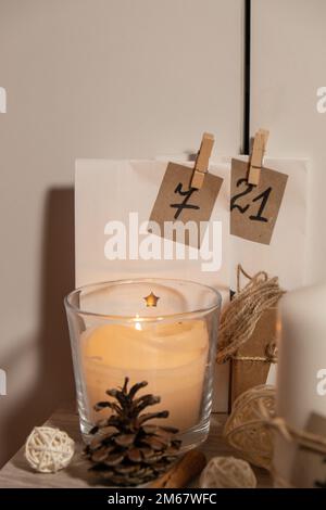 Original Christmas Advent Calendar made of clip, string and cardboard ...