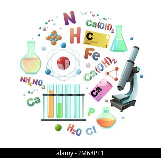 Chemistry picture in form of circle. Science items picture. Study of ...