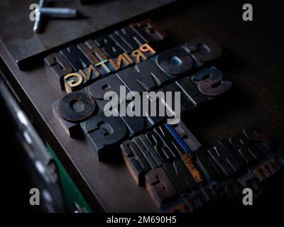 Letterpress printing tools and equipment Stock Photo - Alamy