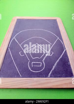 Baseball Field Illustration On Chalkboard, Color Background Stock Photo ...