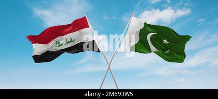 Iraq and Pakistan flags. 3D Waving flag design. Pakistan Iraq flag ...