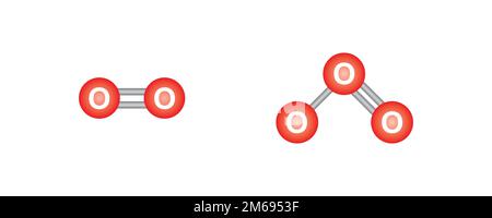 Oxygen and Ozone Molecular Model of Atom. Vector illustration Stock ...