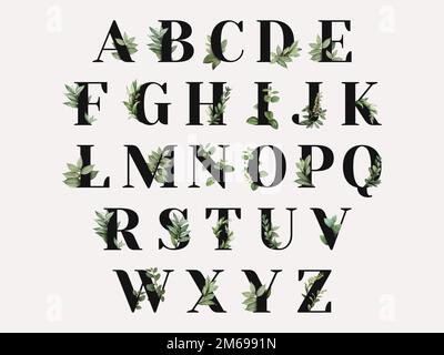 Botanical capital alphabet collection vector Stock Vector Image & Art ...