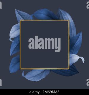 Golden frame on a blue leafy background vector Stock Vector Image & Art ...