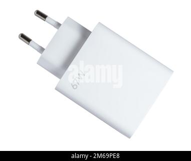 White charger power 76 W on white background Stock Photo - Alamy