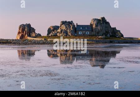 House between rocks, Le Gouffre de Plougrescant, Cote de Granit Rose ...
