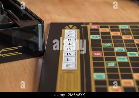An art deco special edition scrabble board with the lettered tiles ...