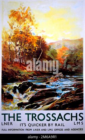 Vintage LNER & LMS joint railway travel poster advertising travel to ...