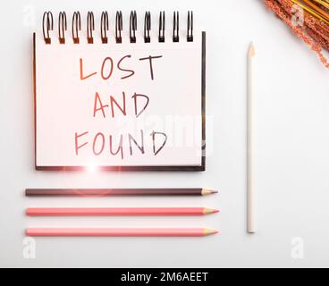 Conceptual caption Lost And Found, Business approach Place where you ...