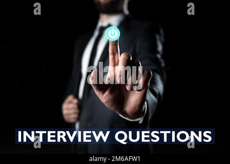 Inspiration showing sign Interview Questions, Business showcase Typical ...