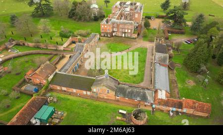 An aerial view of the historic Claydon House in the Aylesbury Vale ...