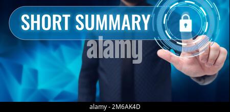 Sign displaying Short Summary, Internet Concept Brief statement of main points clear Stock Photo ...