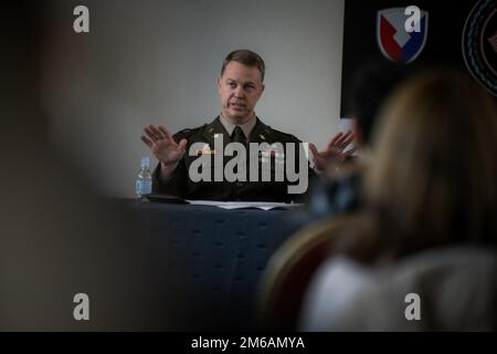 Col. Patrick Schuck, commander, 12th Combat Aviation Brigade, speaks ...