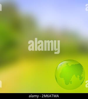 Blurred landscape background with globe map Stock Photo - Alamy