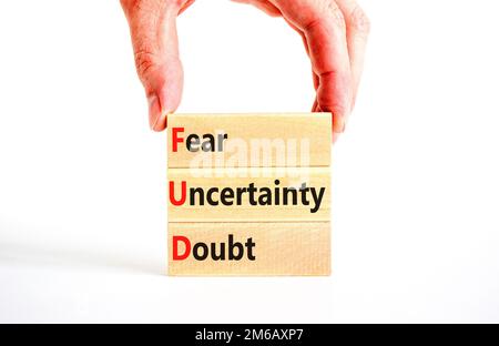 FUD fear uncertainty doubt symbol. Concept words FUD fear uncertainty ...