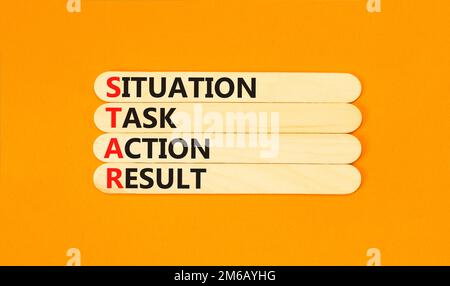 STAR situation task action result symbol. Concept words STAR situation ...