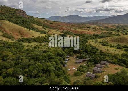 Campground of Daraina National Park, Daraina, drone image, North ...