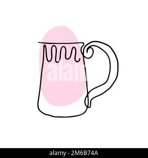 Hand drawn continuous inky line cup decorated with flower Stock Vector ...