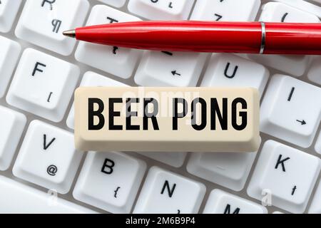 Conceptual display Beer Pong, Business approach a game with a set of ...