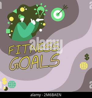 Text sign showing Fitness Goals. Business showcase Loose fat Build ...