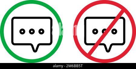 Talking prohibition and permission icon set. Conversation restrictions ...