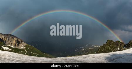 Ridge Abushura Akhuba in the wake of a storm. Caucasus mountains ...