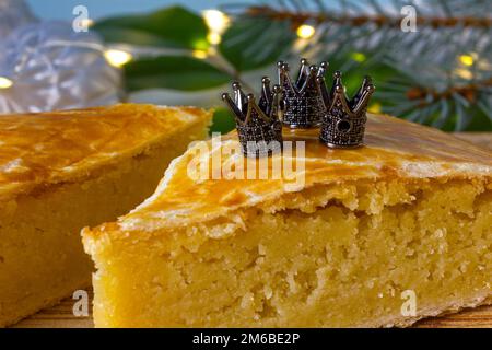 Three kings cake or galette des rois in French. Traditional epiphany ...
