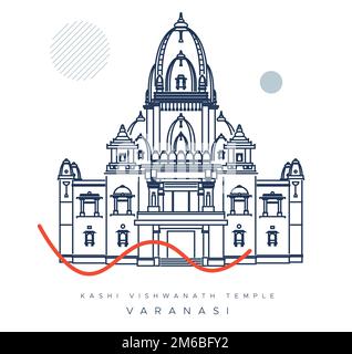 Varanasi City - Kashi Vishwanath Temple - Icon Illustration as EPS 10 ...